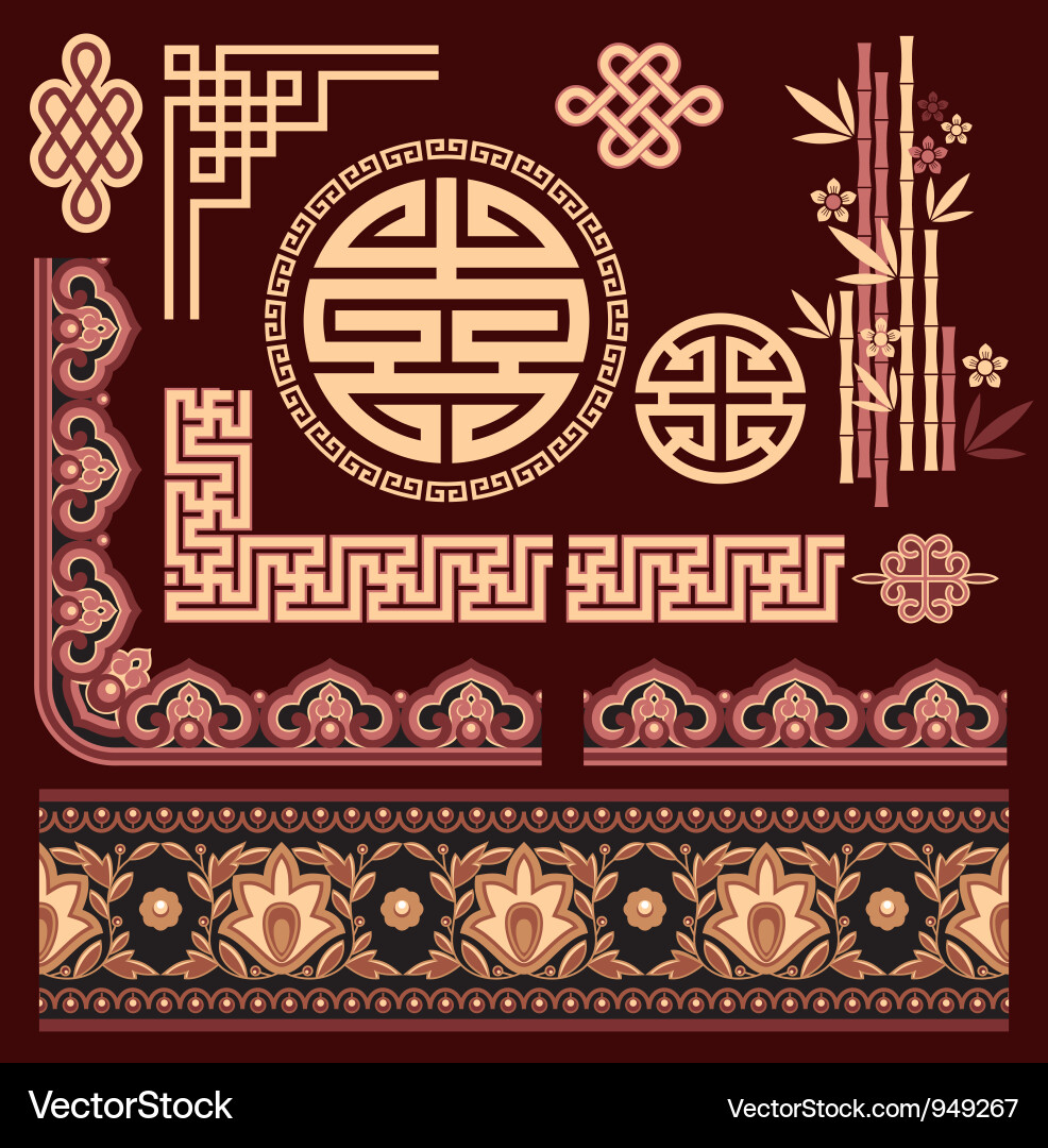 Set oriental pattern elements Royalty Free Vector Image