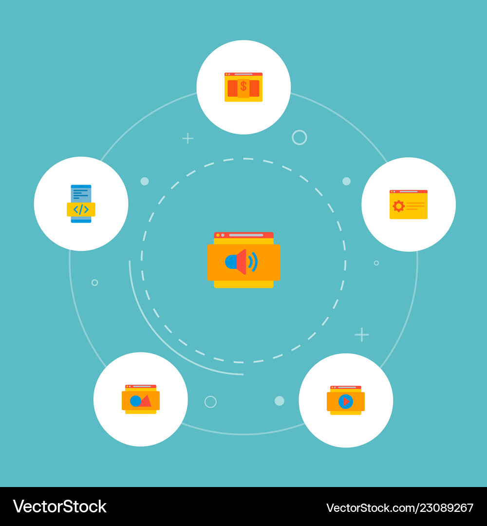 Set website icons flat style symbols Royalty Free Vector