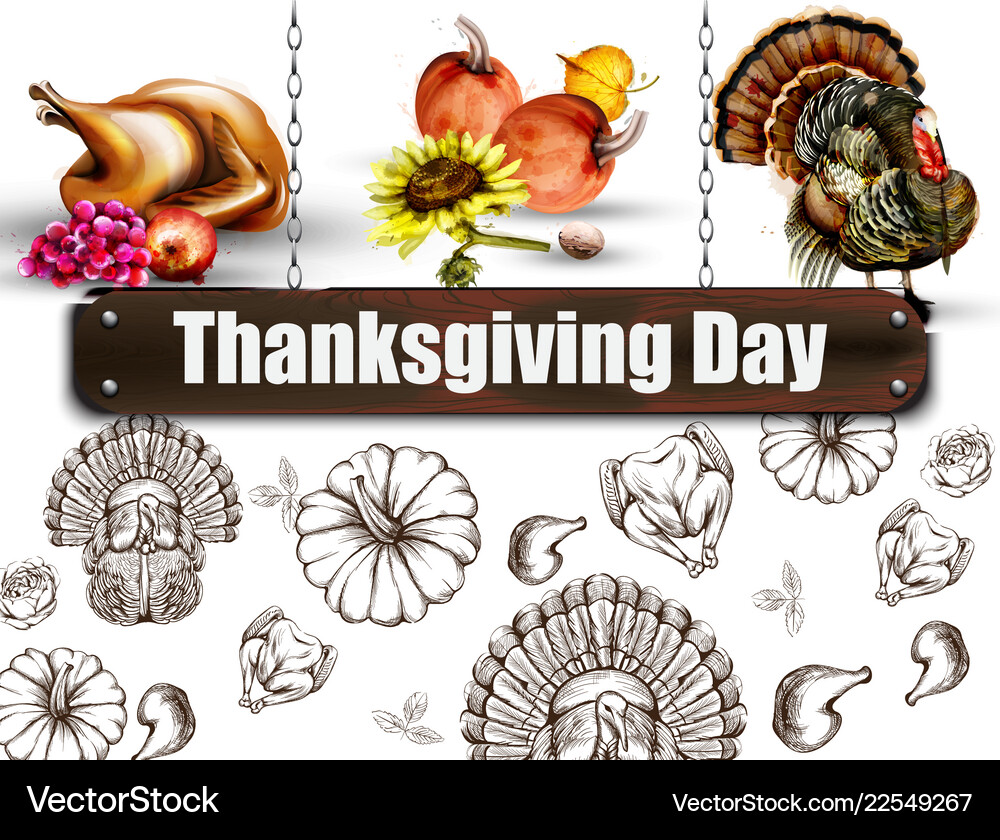 Thanksgiving day banner turkey Royalty Free Vector Image