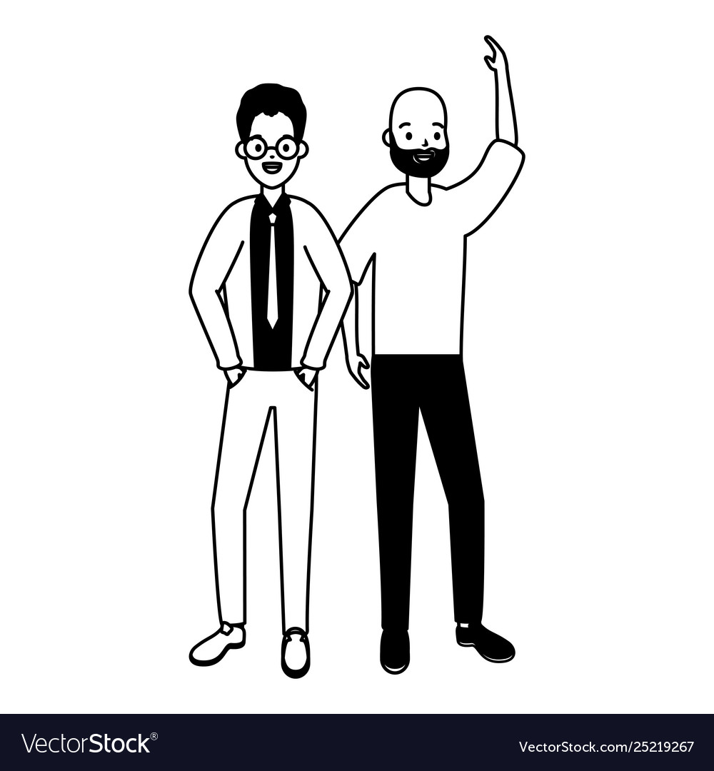 Two men diversity characters Royalty Free Vector Image