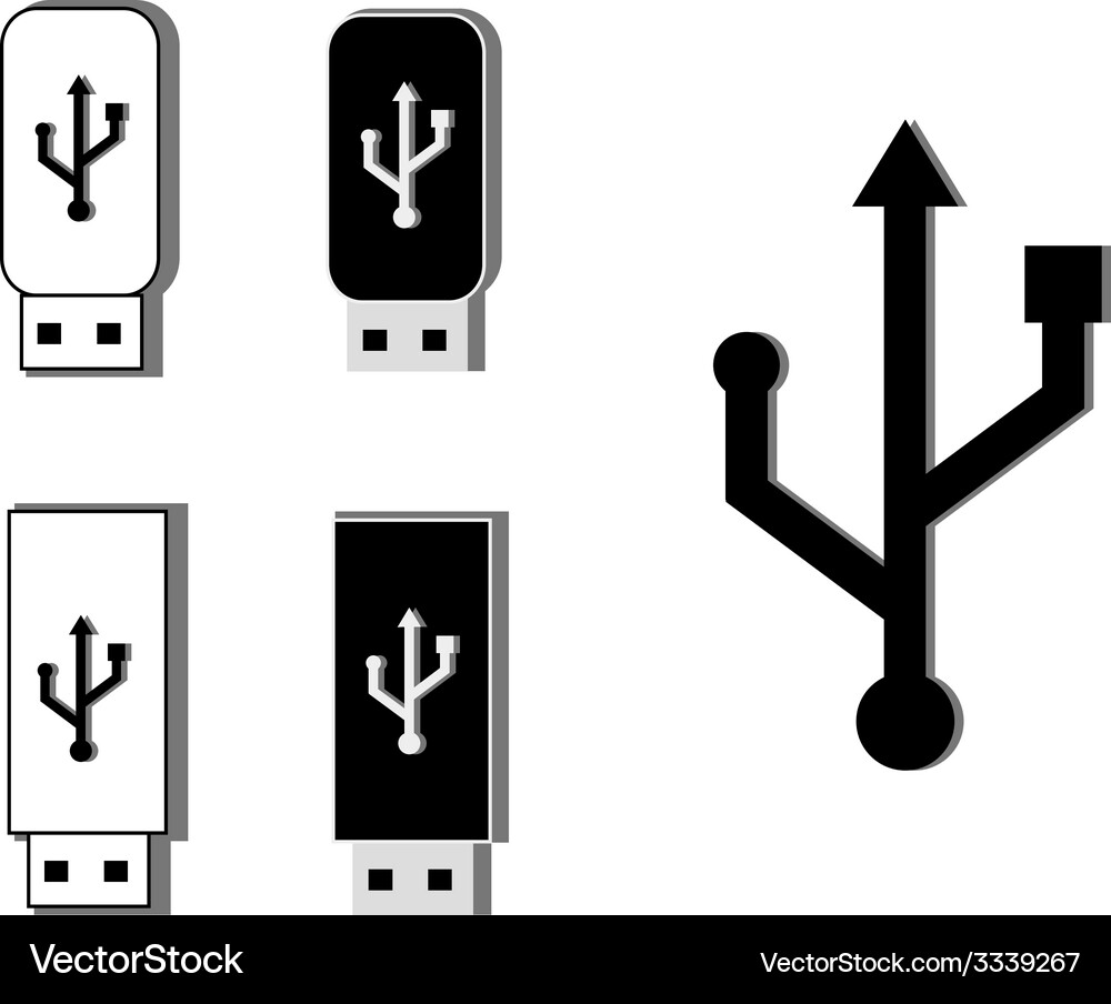 Usb set Royalty Free Vector Image - VectorStock