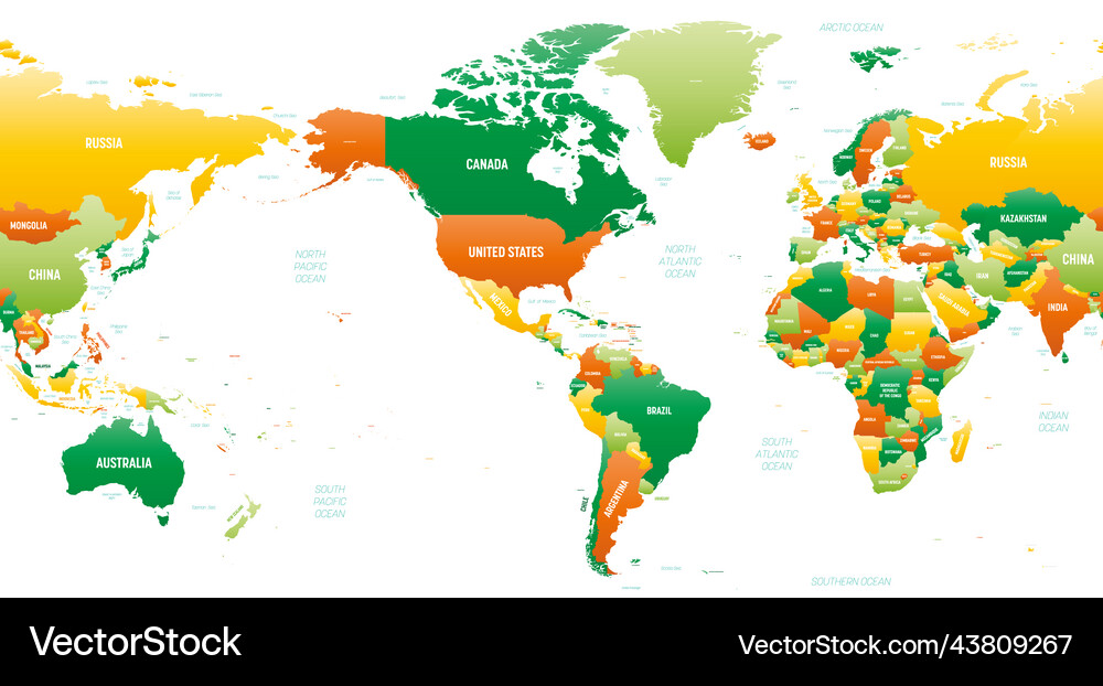World detailed political map with lables Vector Image