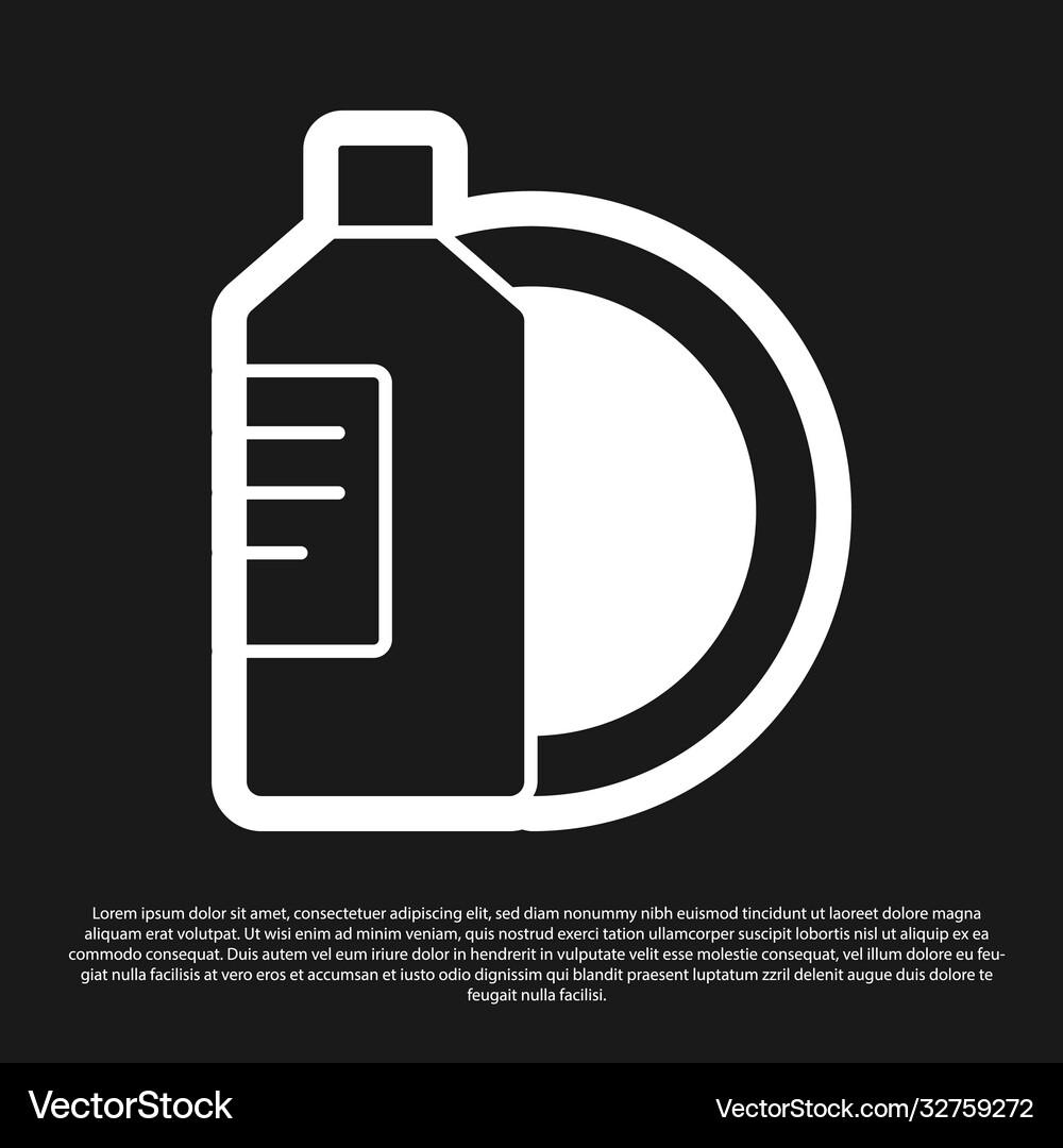 Black dishwashing liquid bottle and plate icon Vector Image