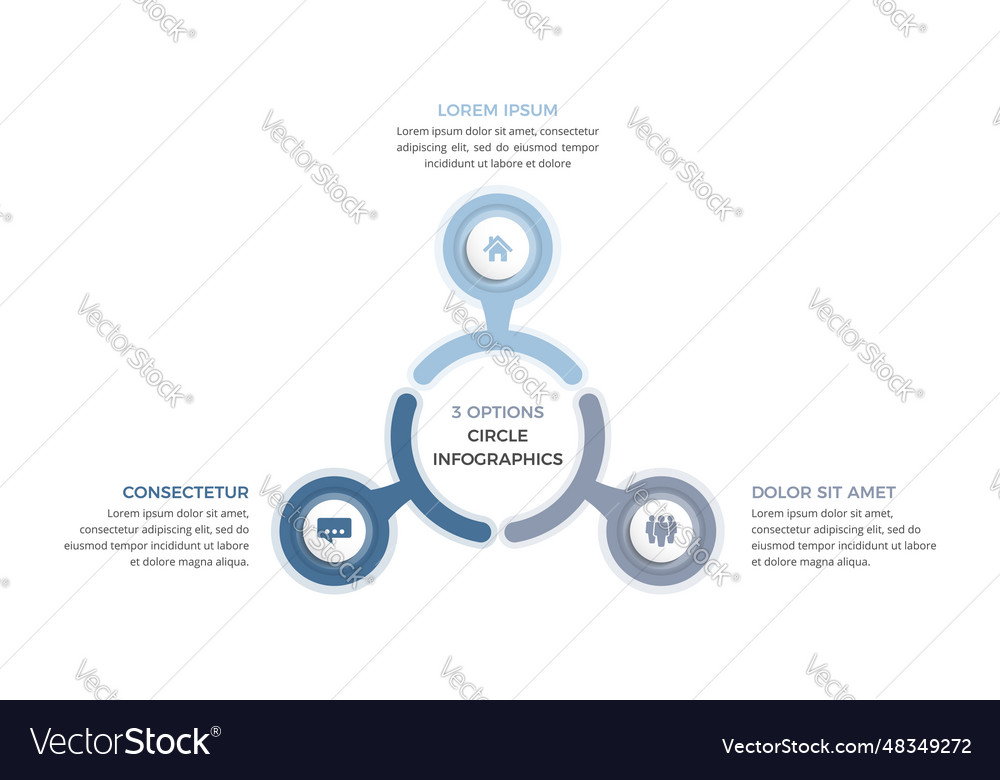 Circle diagram - three elements Royalty Free Vector Image