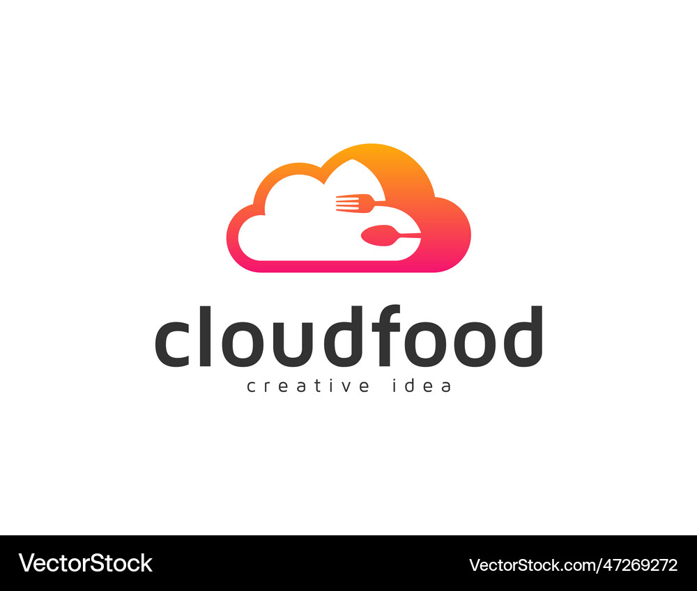Cloud and food symbol logo concept with fork Vector Image
