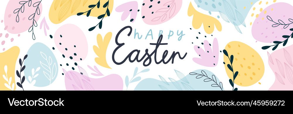 Easter banner floral design with lettering and Vector Image