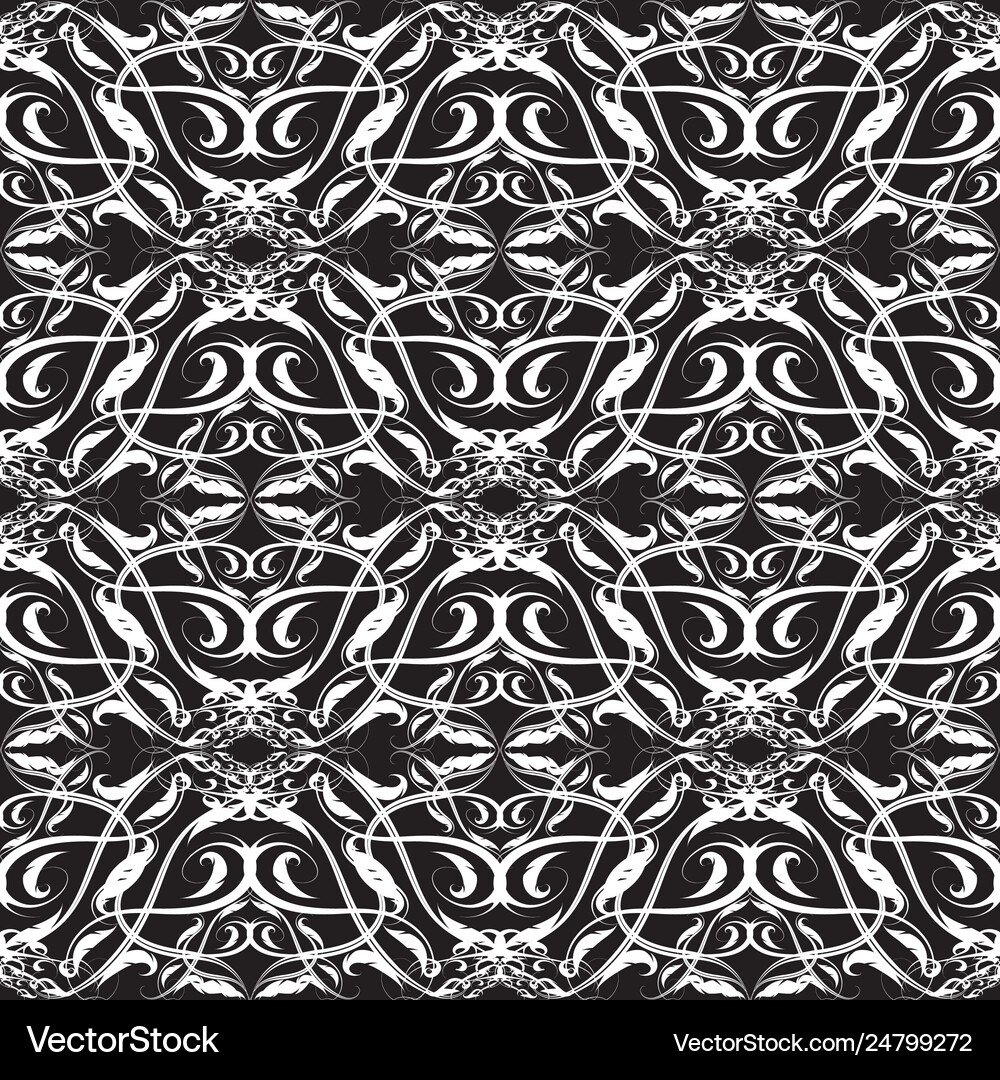 Floral line art vintage baroque seamless pattern Vector Image