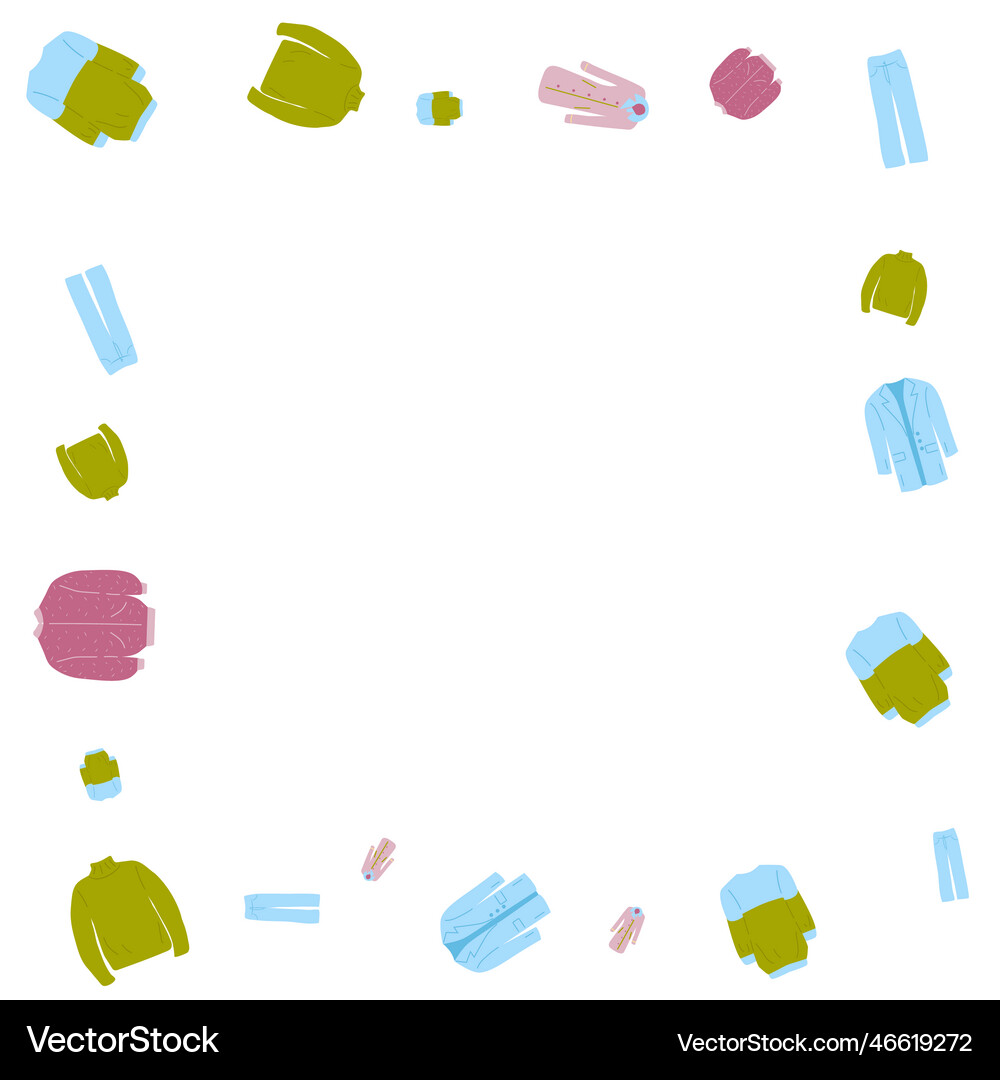 Frame design of colored spring clothes poster Vector Image
