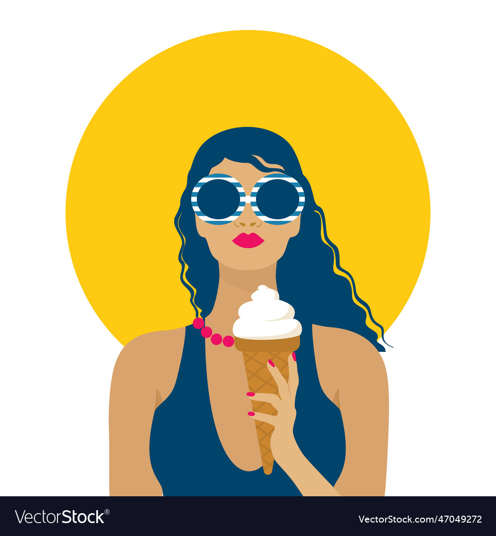 Ice Cream Girl Summer Royalty Free Vector Image