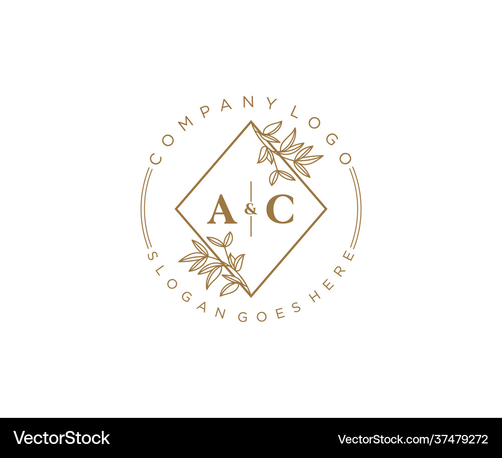 Initial ac letters beautiful floral feminine Vector Image