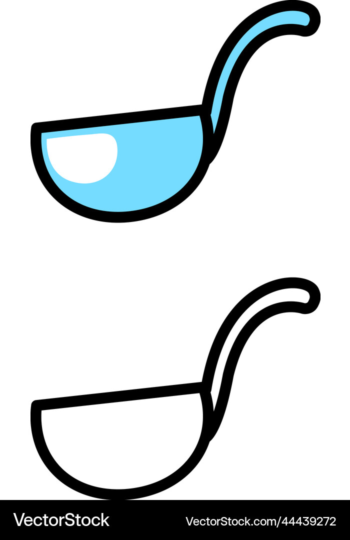 Isolated colorful and black and white spoon Vector Image