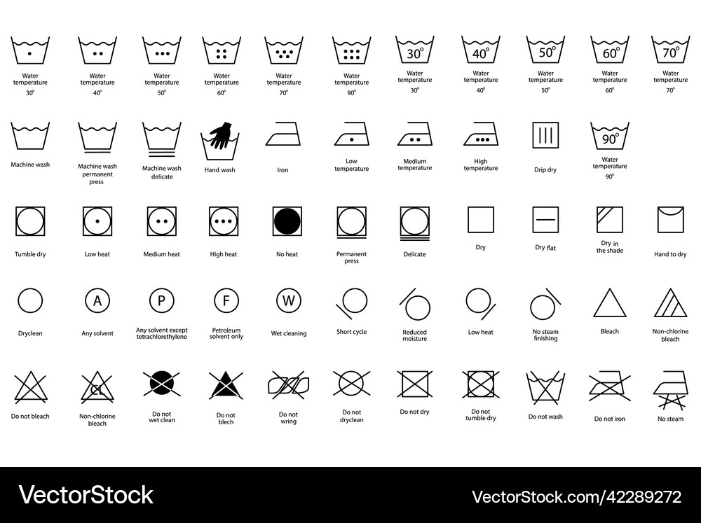 Laundry icons set for cloth design cleaning Vector Image