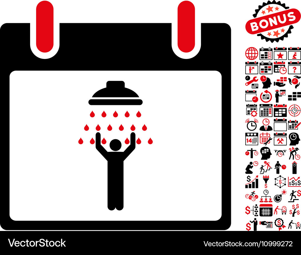 Man shower calendar day flat icon Royalty Free Vector Image