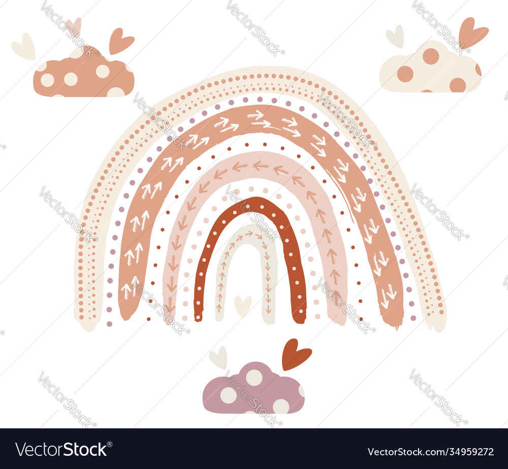 Scandinavian boho nursery rainbow print Royalty Free Vector