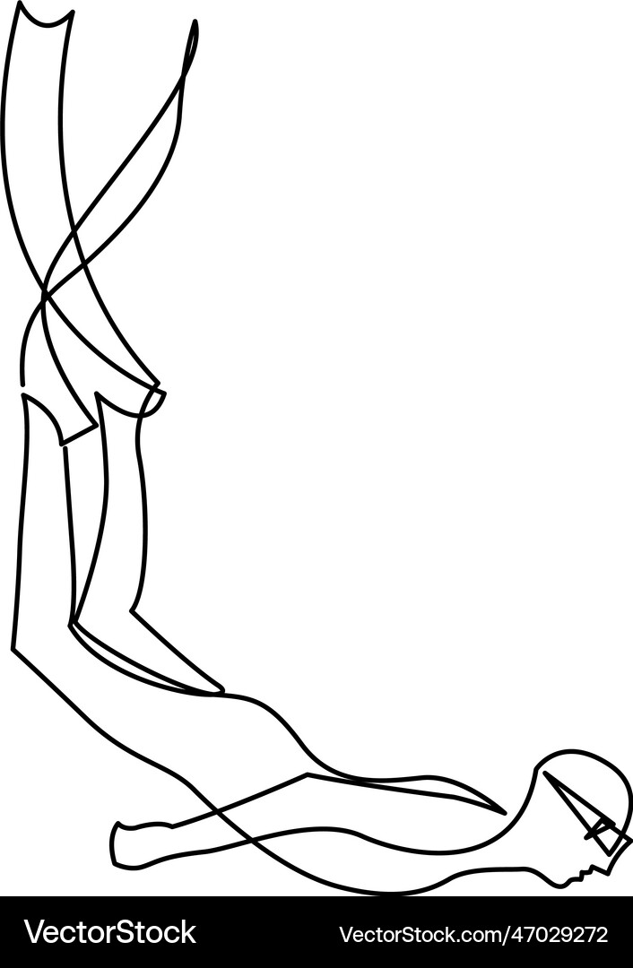 Single continuous line drawing of scuba diver Vector Image
