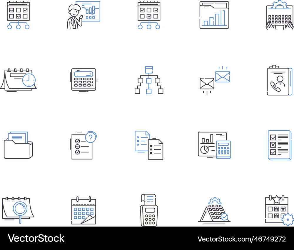 Time and date outline icons collection date Vector Image