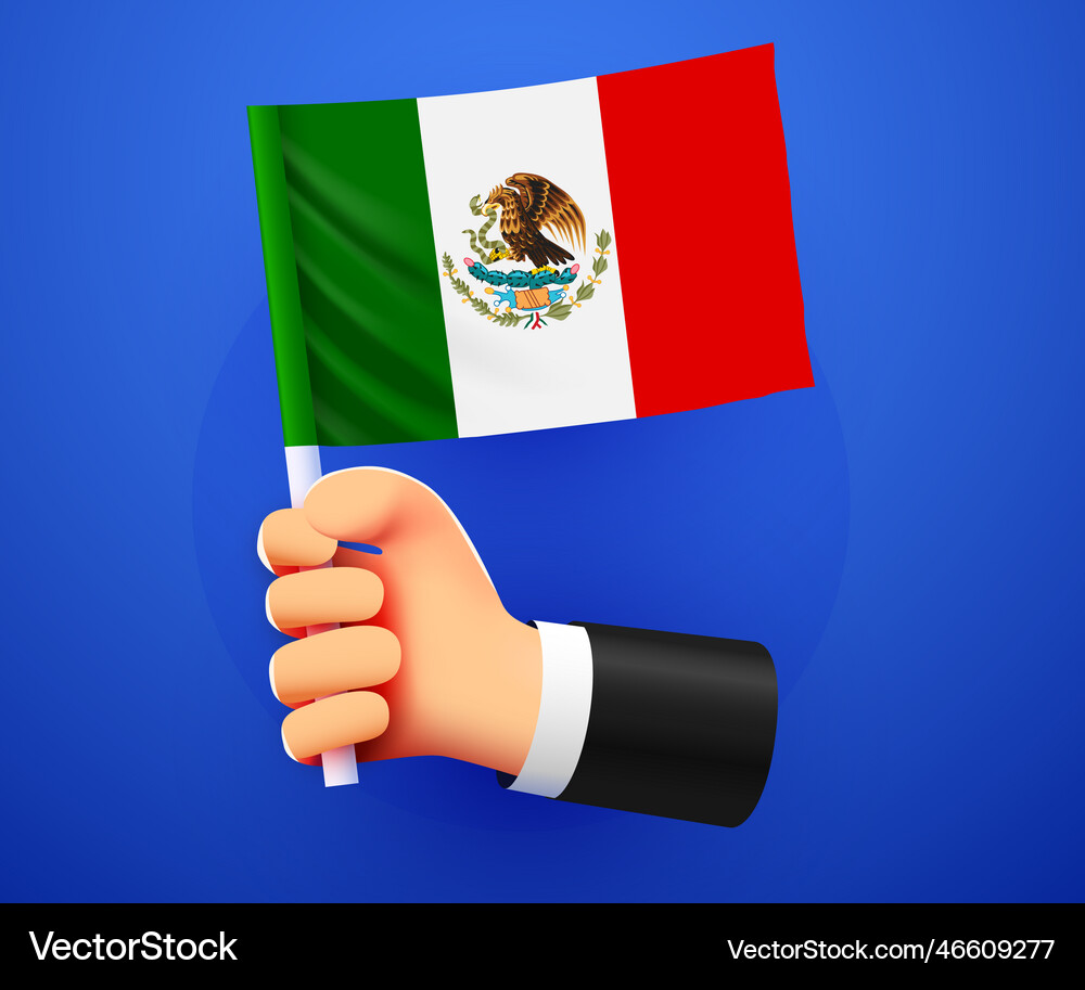 3d hand holding mexico national flag Royalty Free Vector
