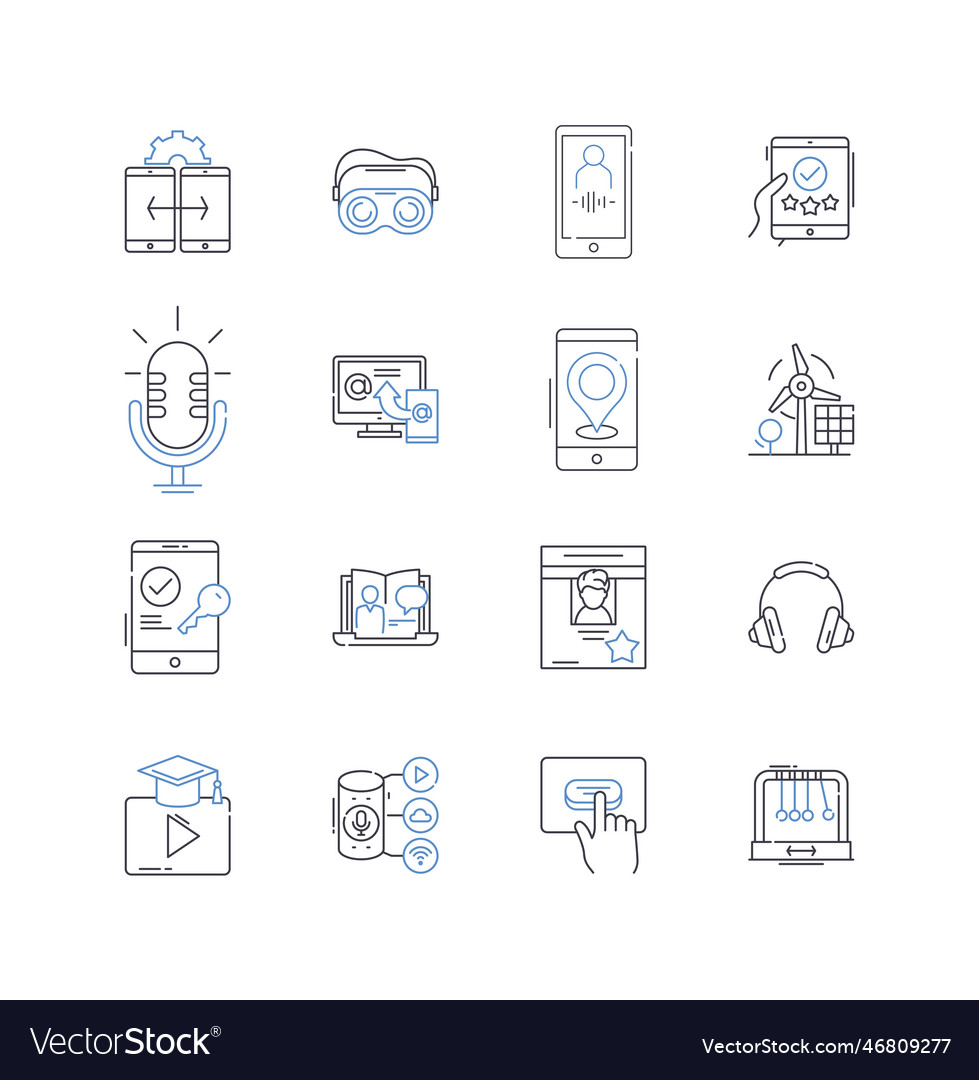 Aerospace industry line icons collection rockets Vector Image Aerospace industry line icons collection rockets Vector Image