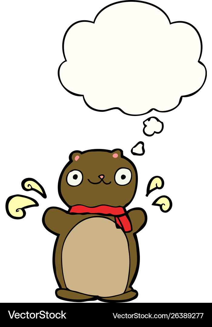 Cartoon happy teddy bear and thought bubble Vector Image