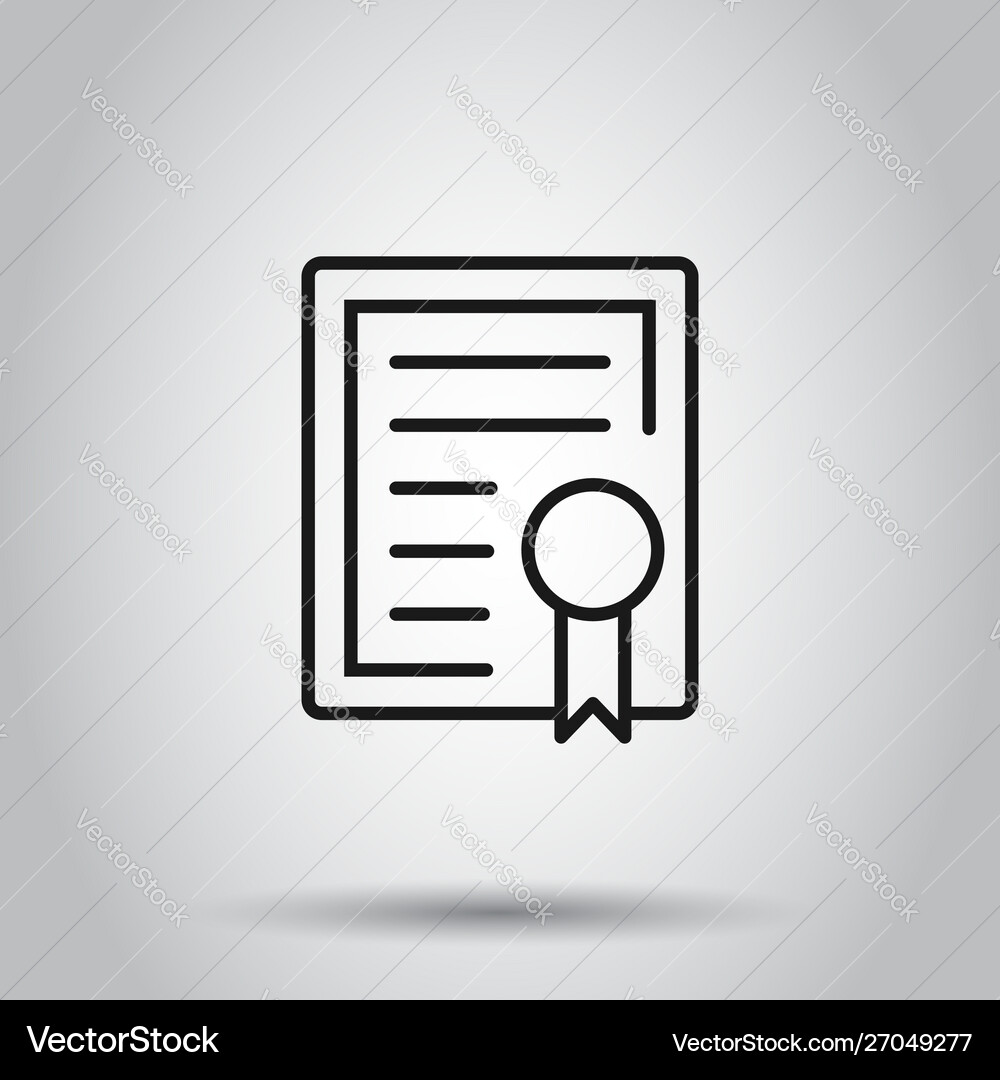 Certificate icon in flat style license badge Vector Image