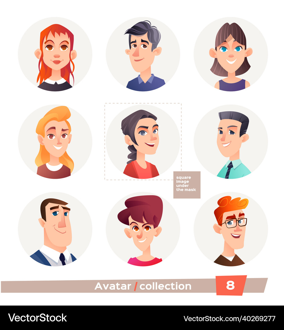 Collection of avatars people a set user faces Vector Image