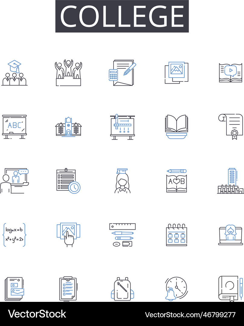 College line icons collection university Vector Image