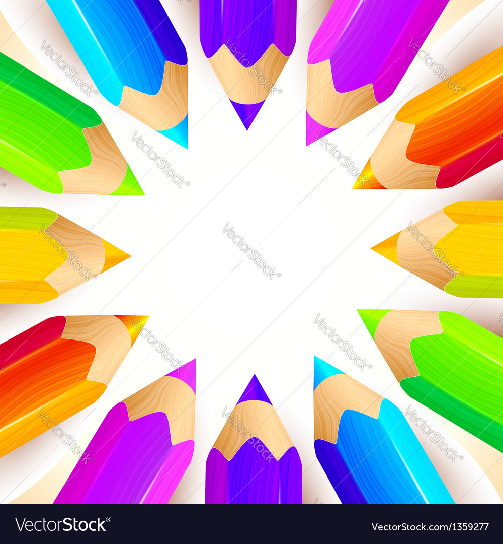 Colored pencils circle background Royalty Free Vector Image Colored pencils circle background Royalty Free Vector Image