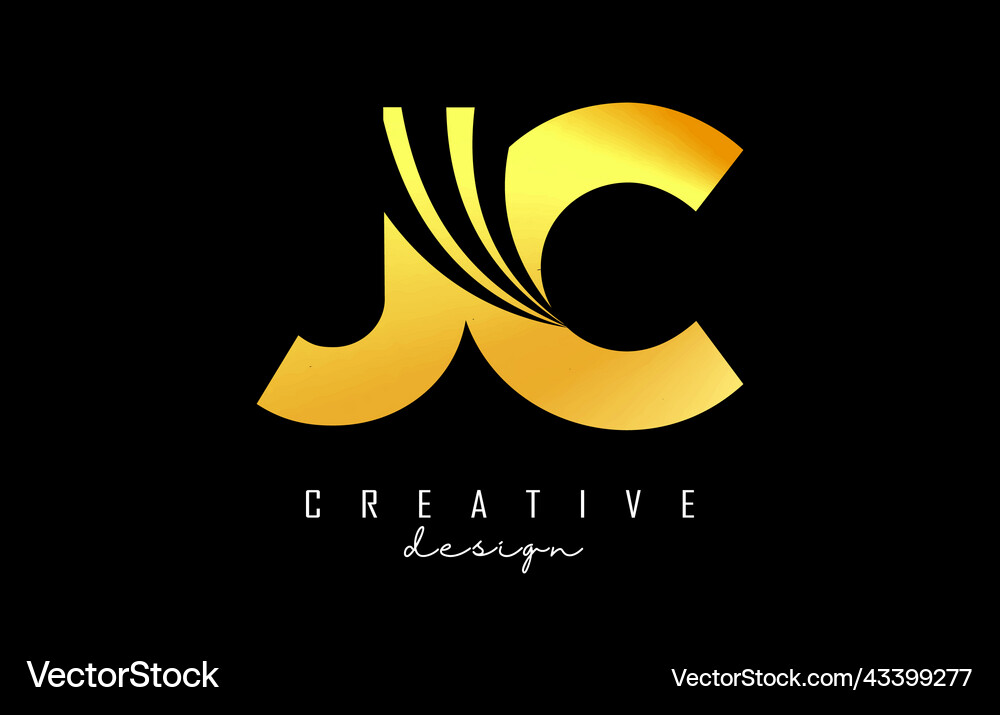 Creative golden letters jc j c logo with leading Vector Image