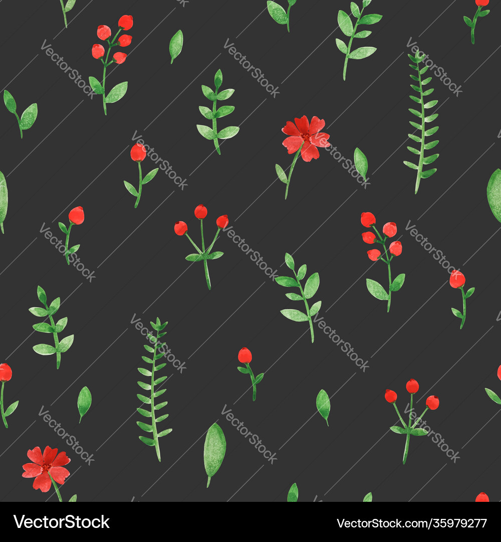 Floral seamless pattern with red flowers Vector Image