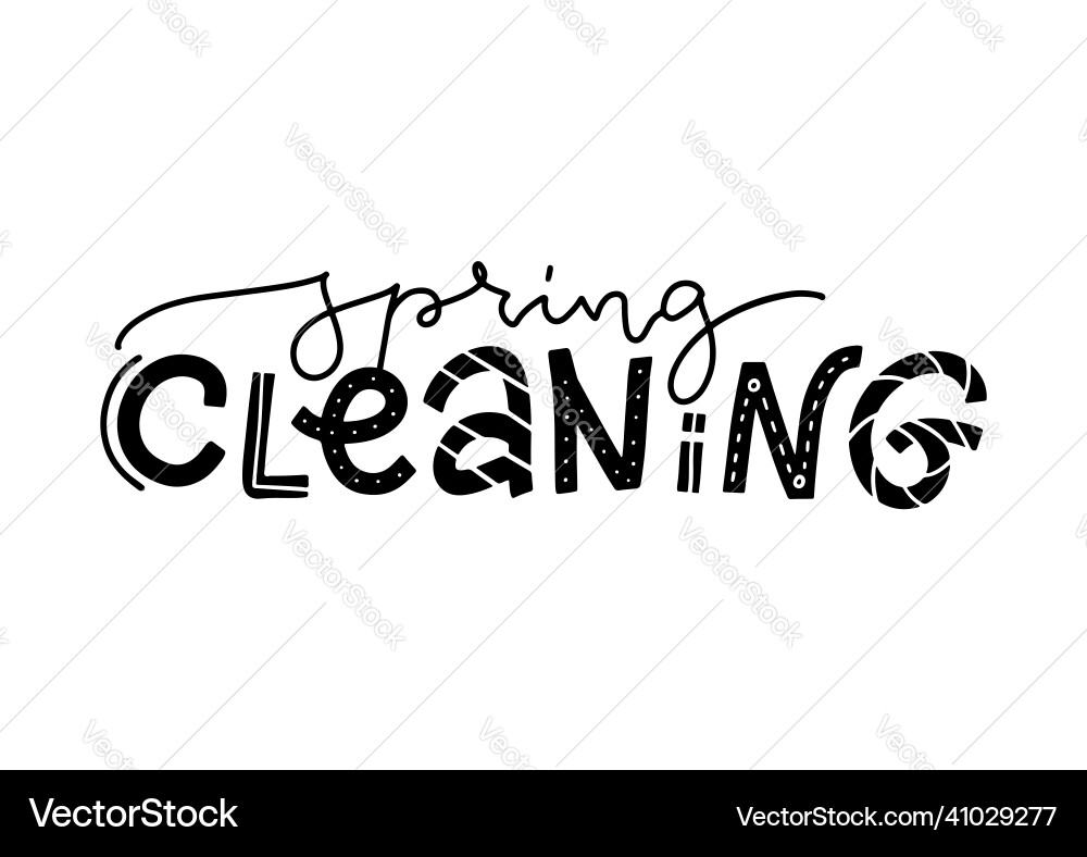 Hand drawn lettering text of spring cleaning Vector Image