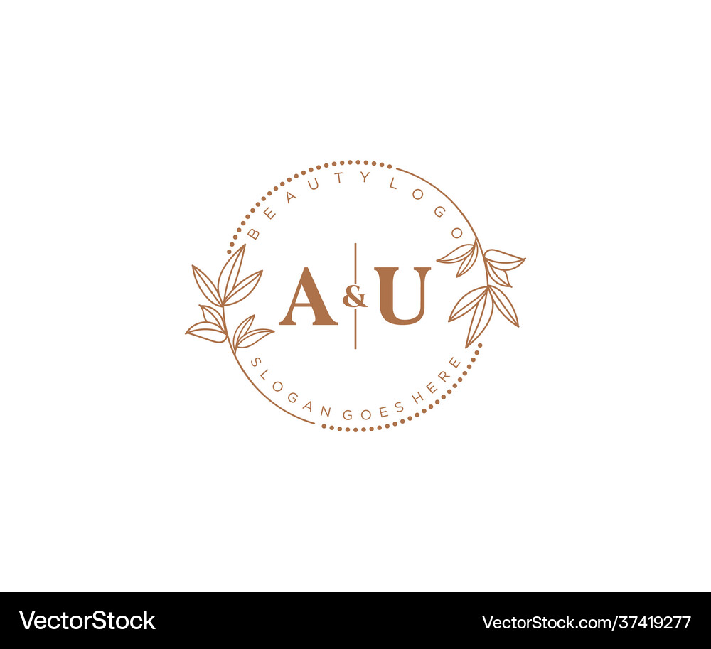 Initial au letters beautiful floral feminine Vector Image