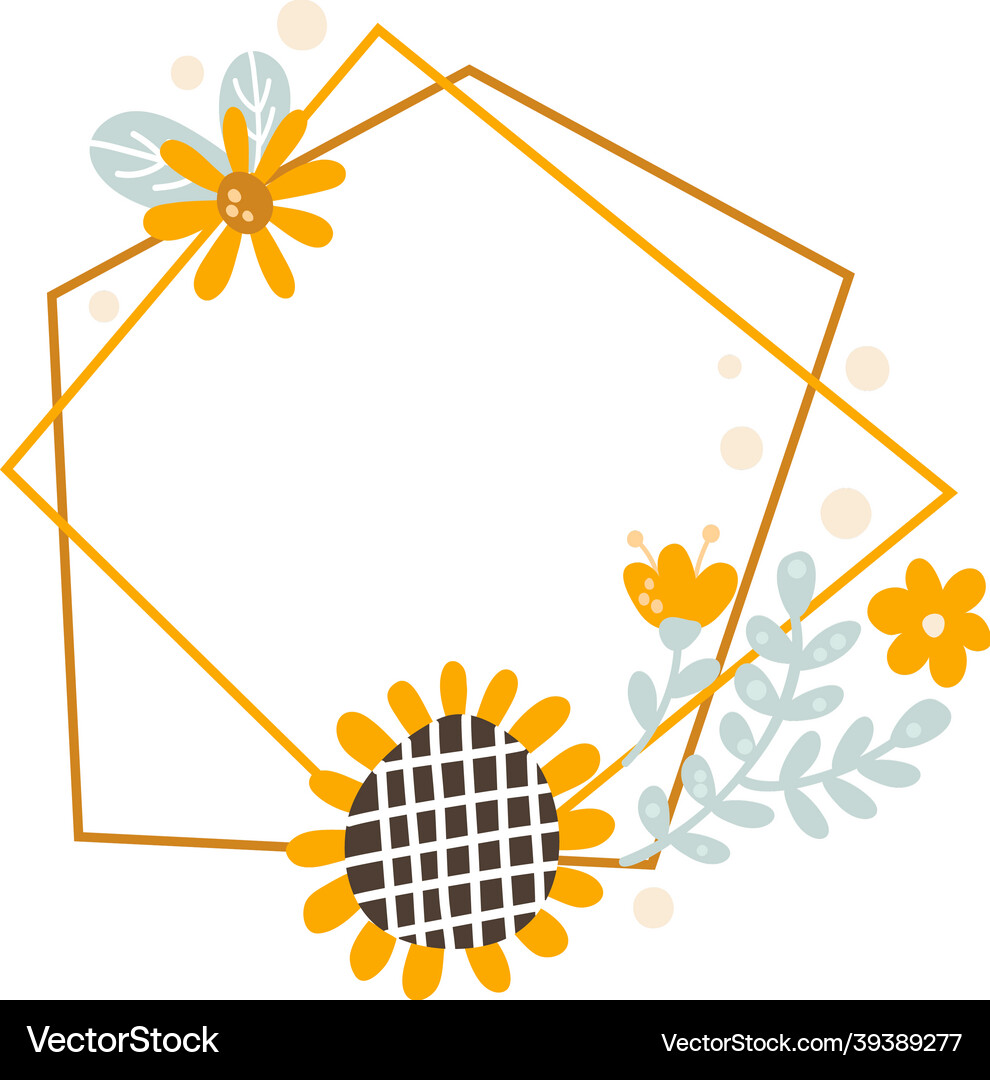 Kids cute polygon frame with bee and spoon jar Vector Image