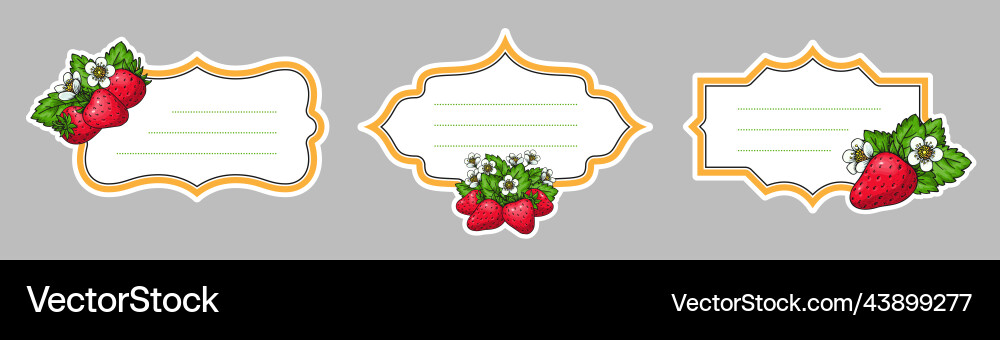 Strawberry frame tag craft badge label sticker Vector Image