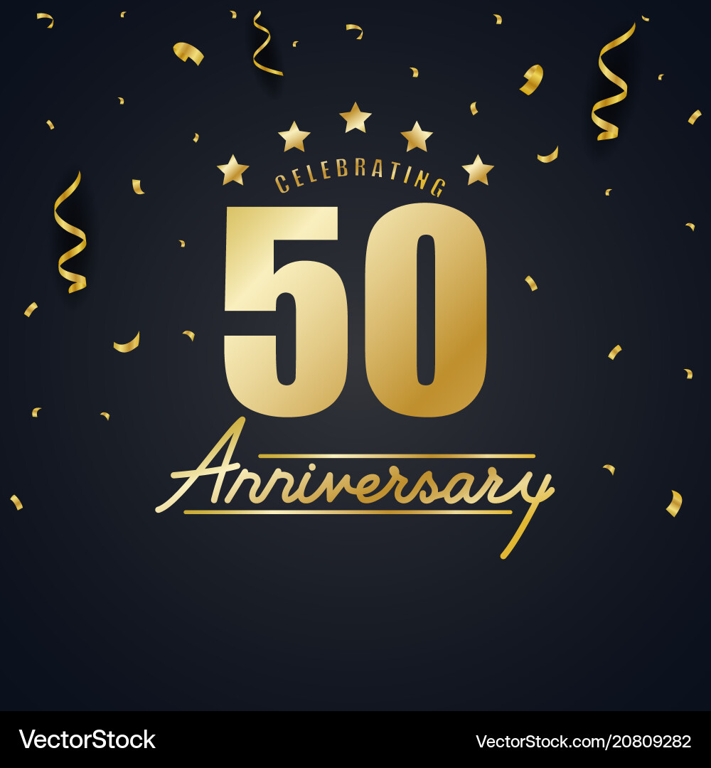 Anniversary celebration design with gold confetti Vector Image