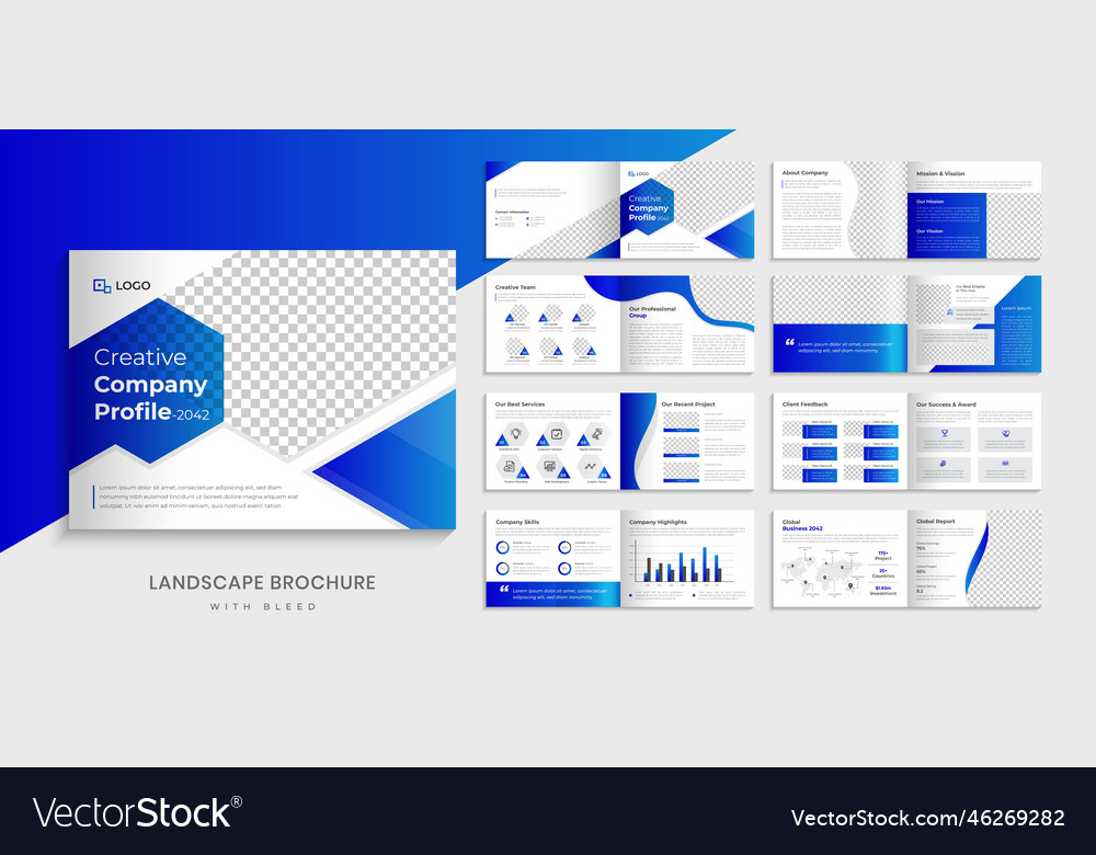 Company profile landscape brochure template Vector Image