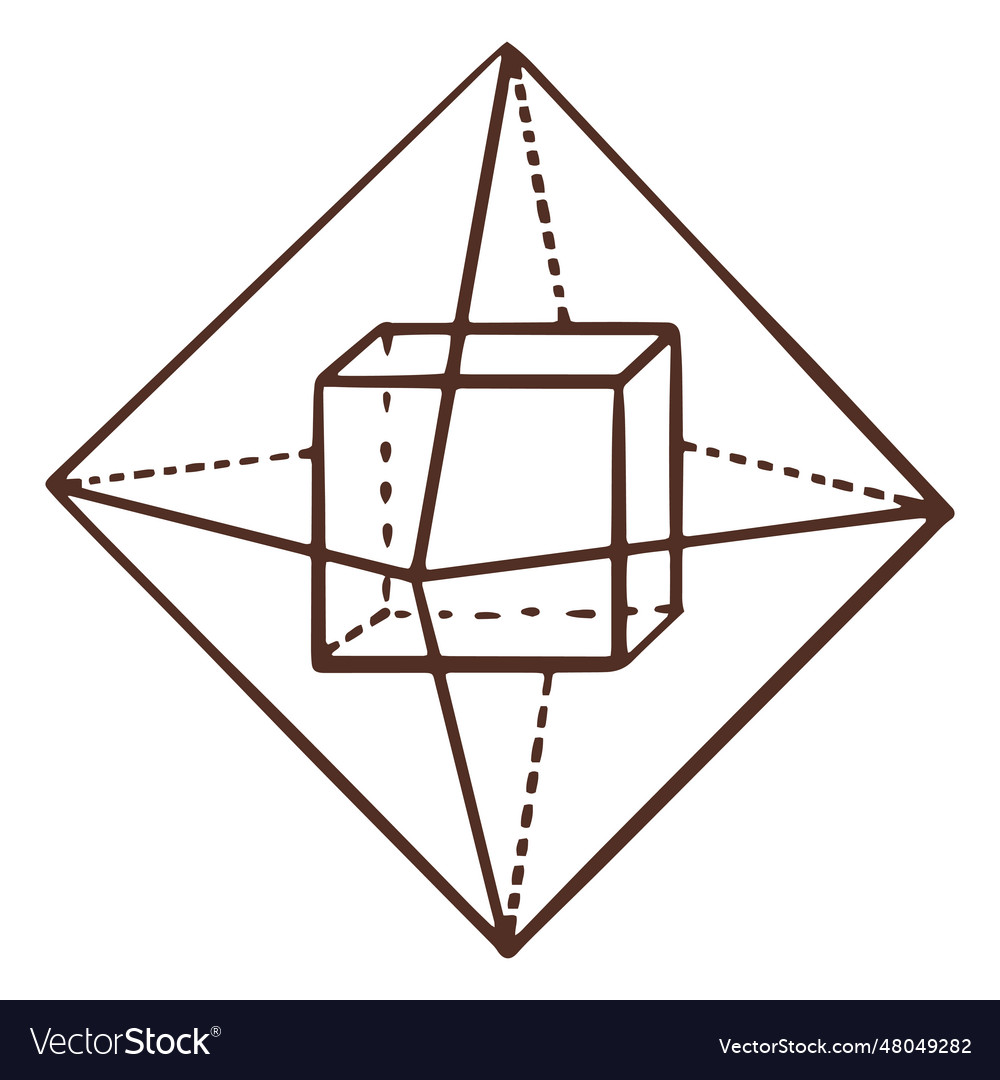 Cube inside pyramid geometry cube Royalty Free Vector Image