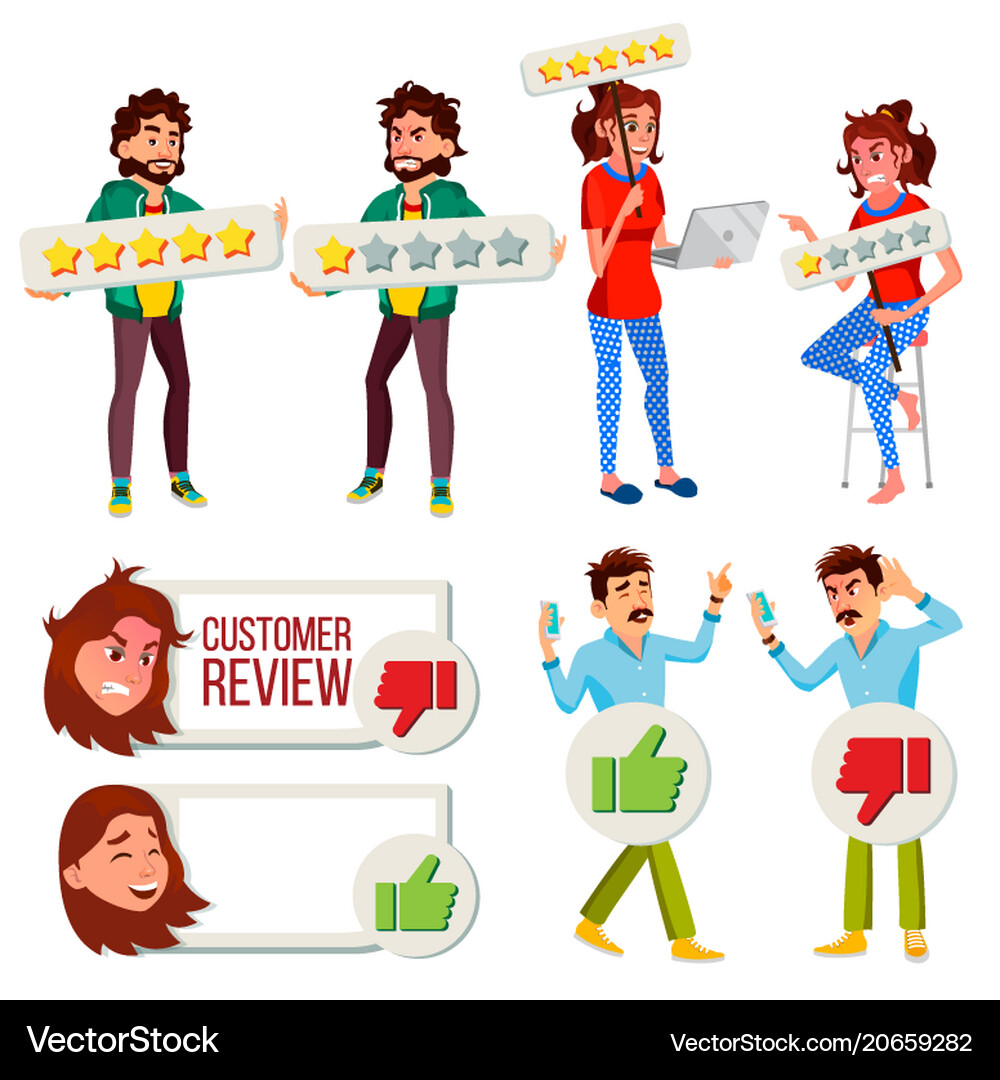 Customer review set business positive Royalty Free Vector