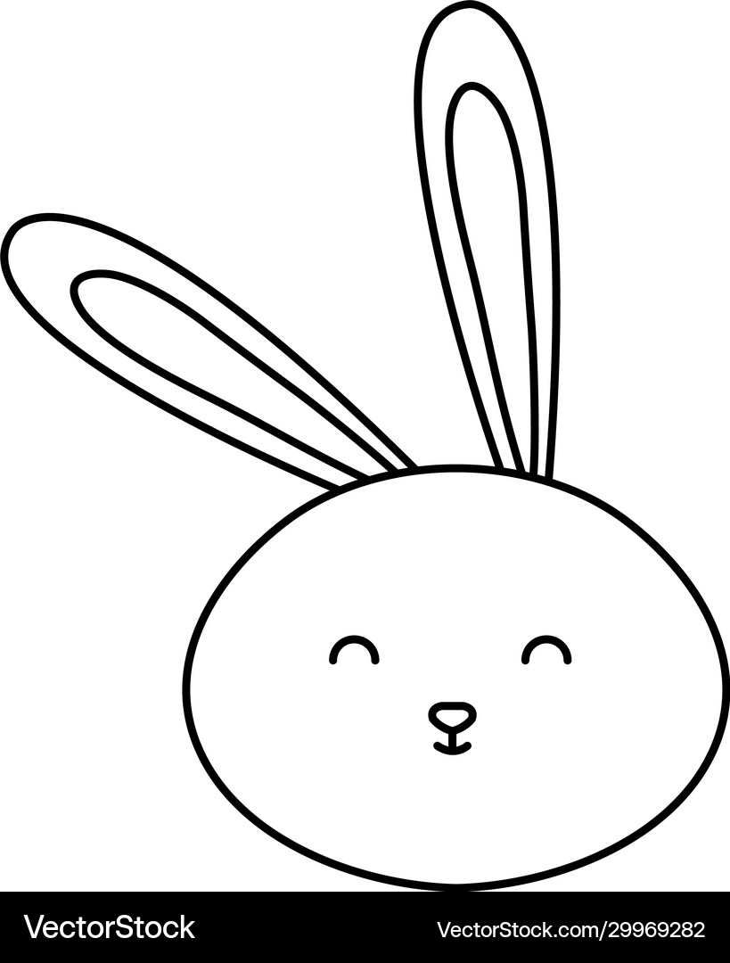 Head cute rabbit animal isolated icon Royalty Free Vector