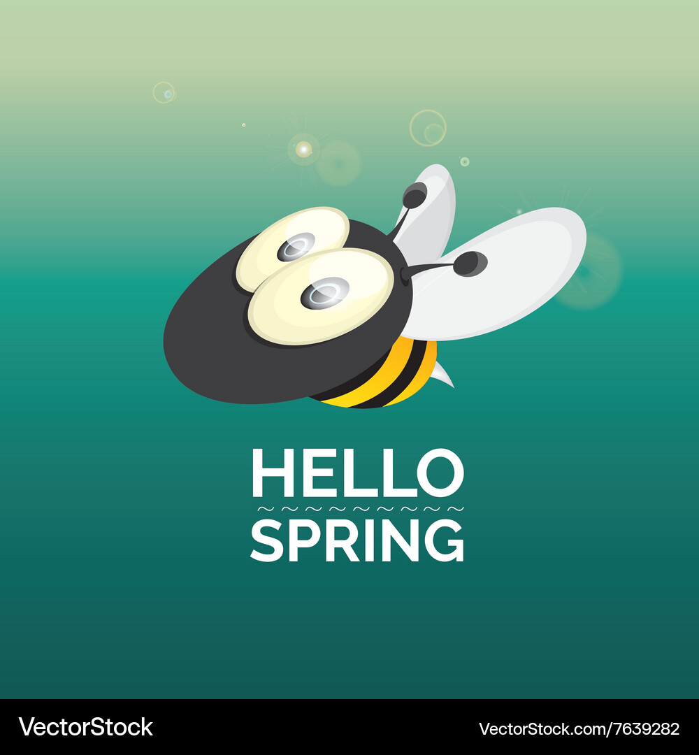 Hello spring cartoon cute bright baby bee icon Vector Image