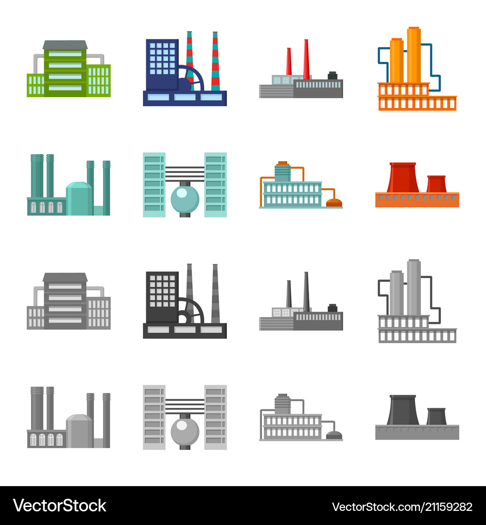 Industry productionfactory set collection icons Vector Image