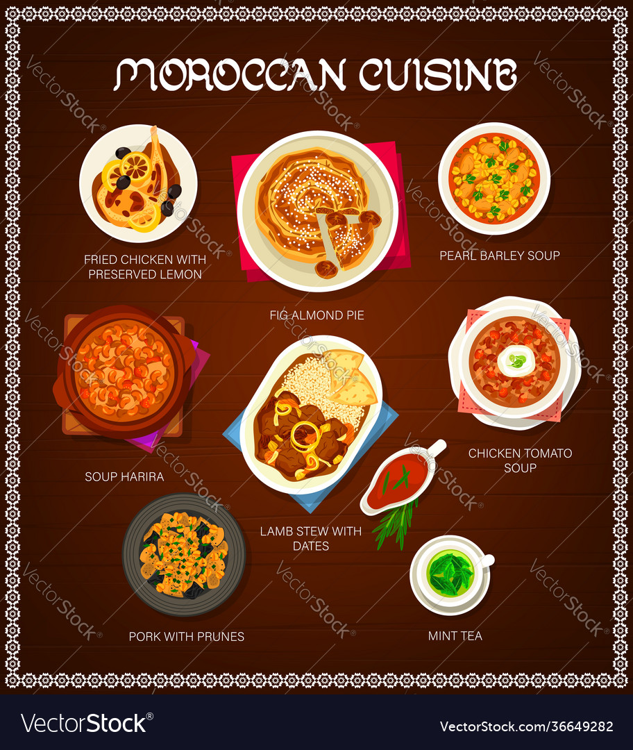 Moroccan cuisine restaurant menu template Vector Image