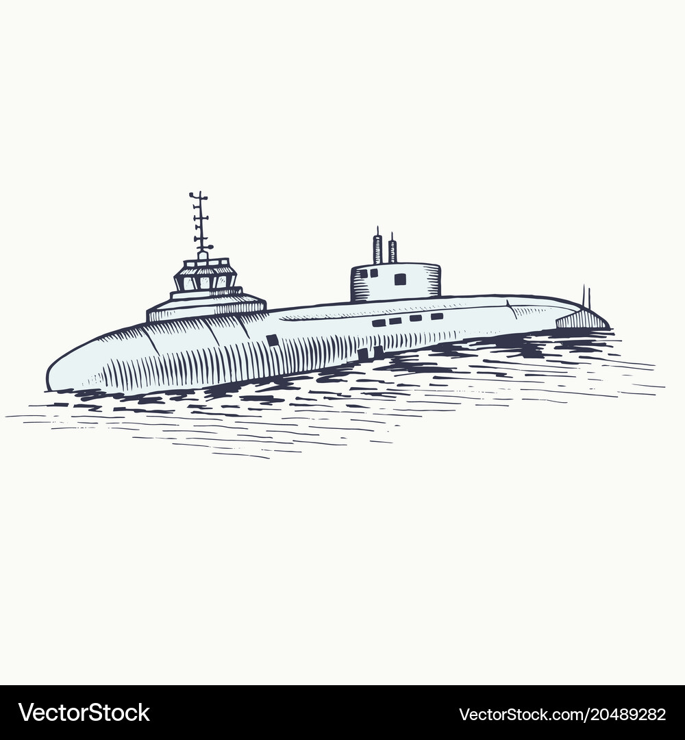 Nuclear submarine surfaced from the depths Vector Image