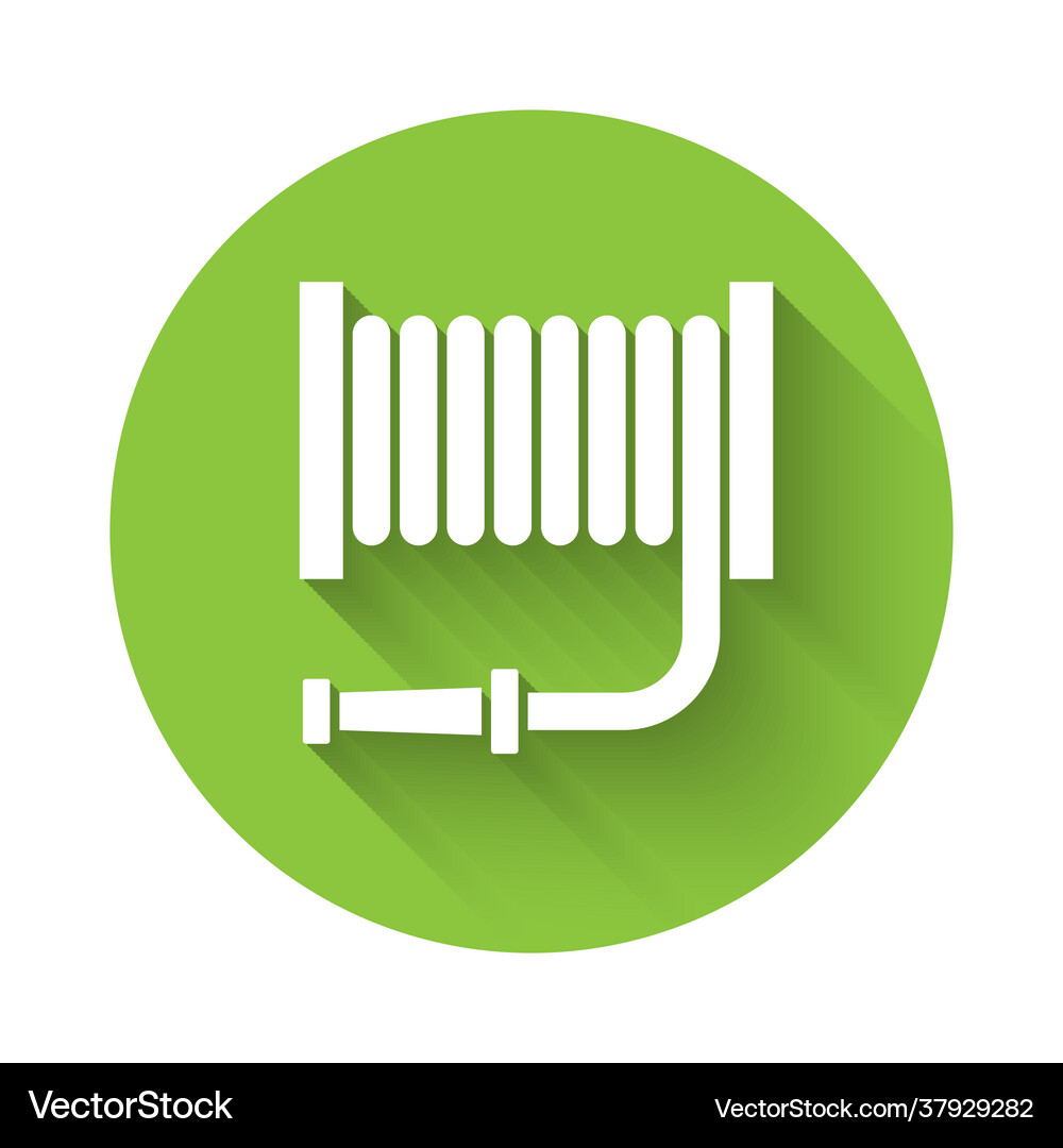 White fire hose reel icon isolated with long Vector Image
