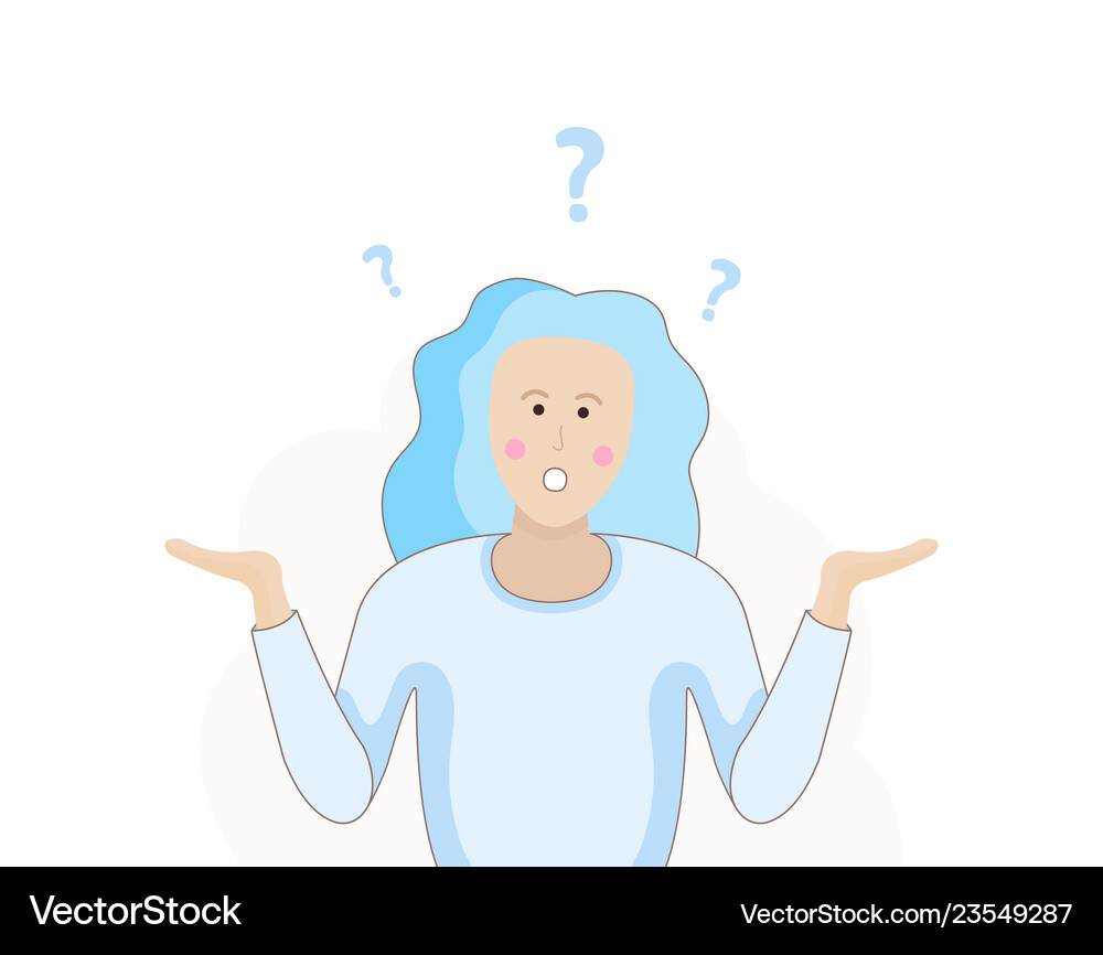 A woman is shrugging with a curious expression Vector Image