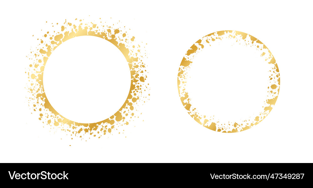 Abstract round gold ink splatter frame set golden Vector Image
