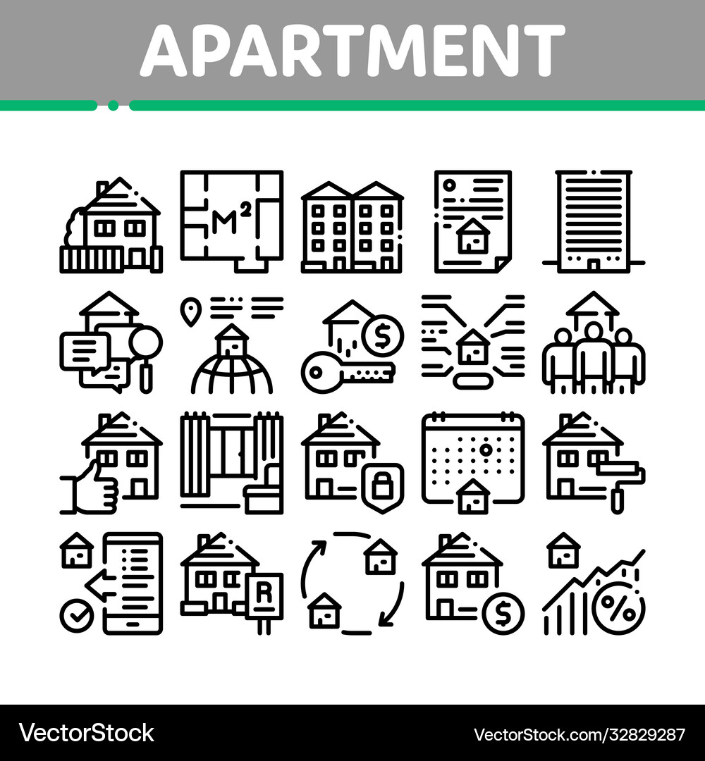 Apartment building collection icons set Royalty Free Vector