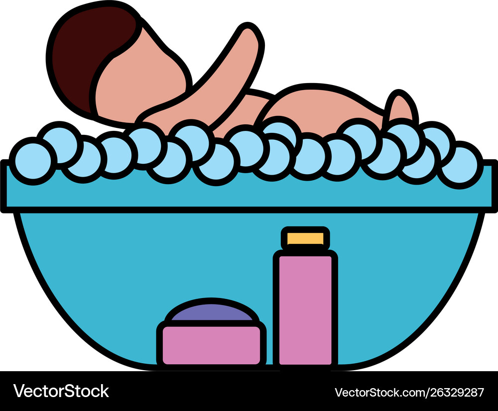 Baby washing in soapy water shampoo Royalty Free Vector