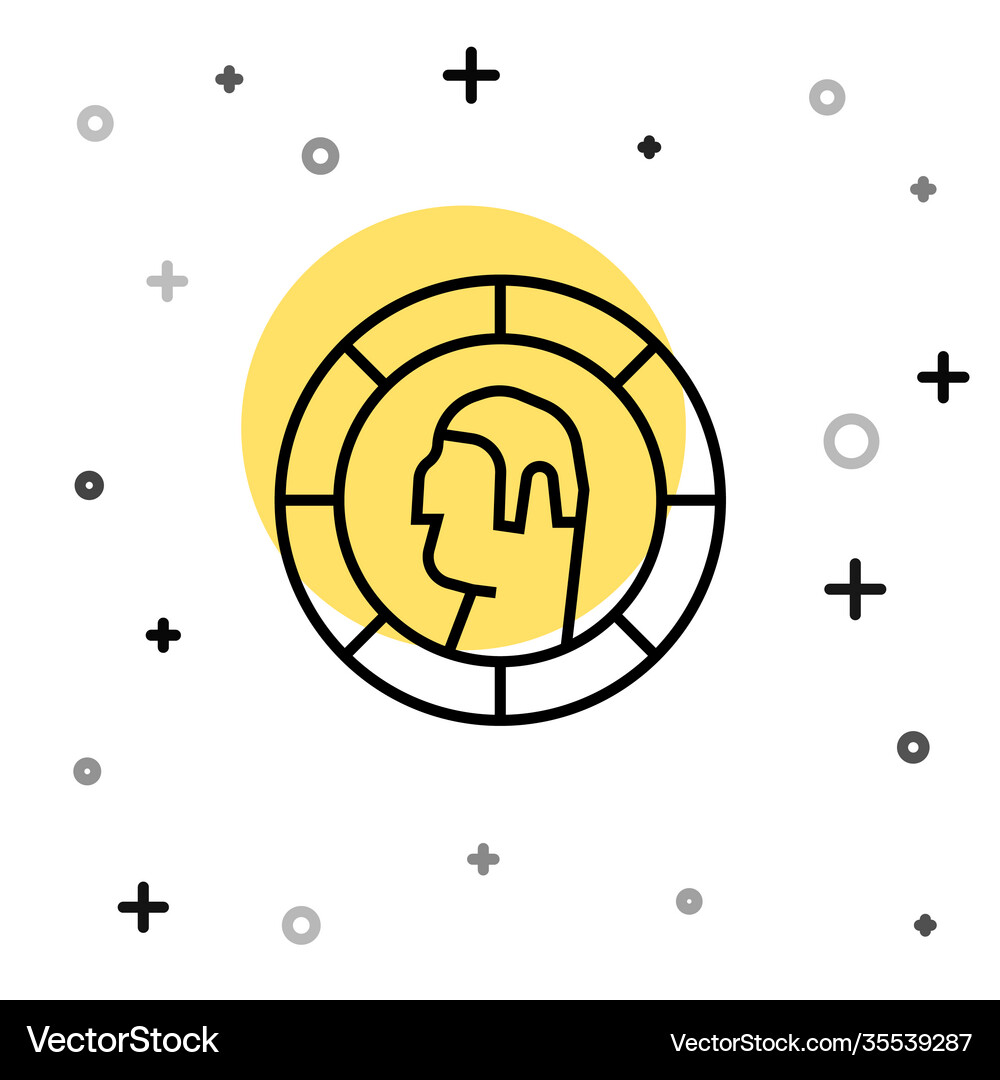 Black line ancient greek coin icon isolated Vector Image