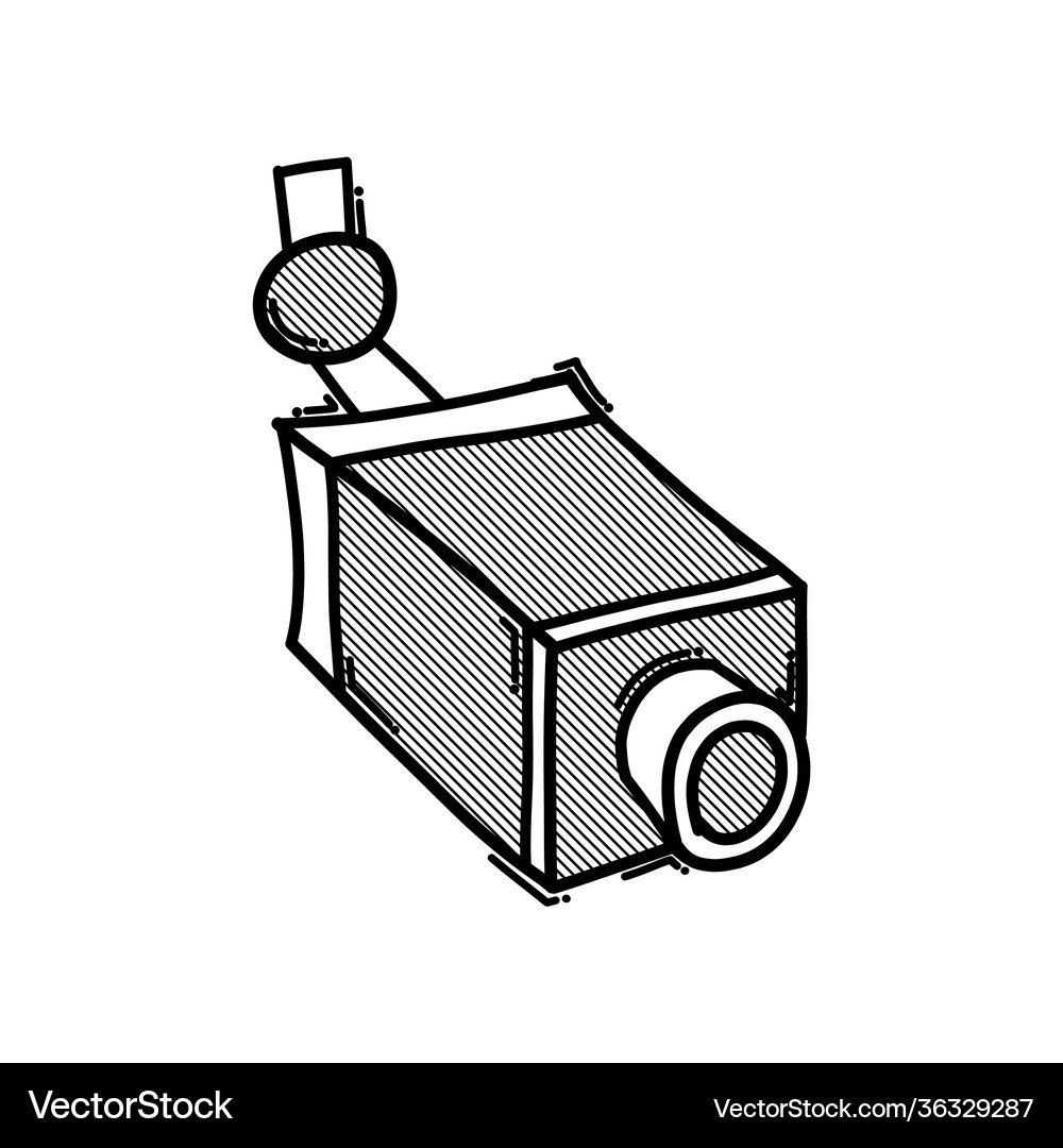Cctv doodle icon drawing sketch hand drawn line Vector Image