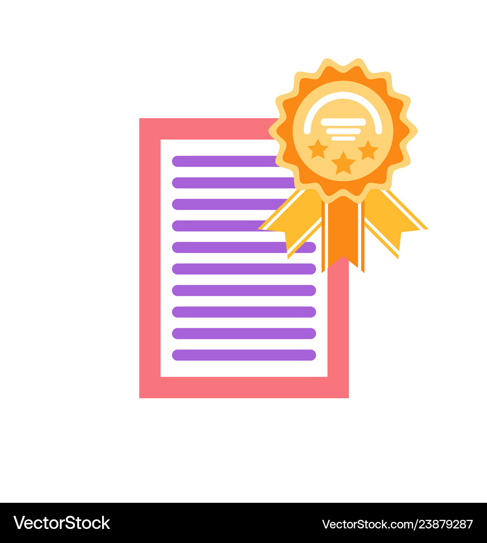 Certificate with honor circled label with ribbon Vector Image
